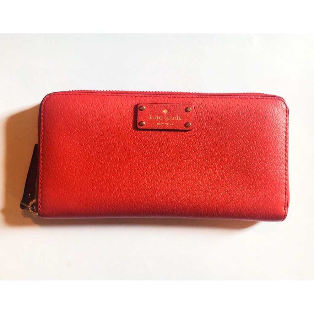 Kate Spade Red Wellesley Neda Zip Around Wallet - Gem